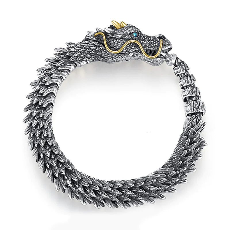 C213 Sterling Silver Dragon Scale Bracelet for Men - RetailBD
