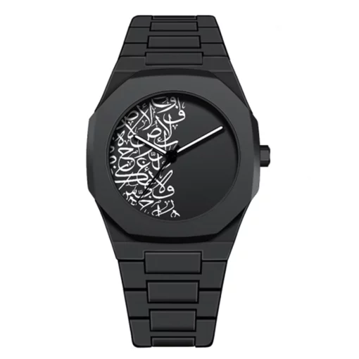 K1147 Arabic Calligraphy Design Black Watches For Men - RetailBD