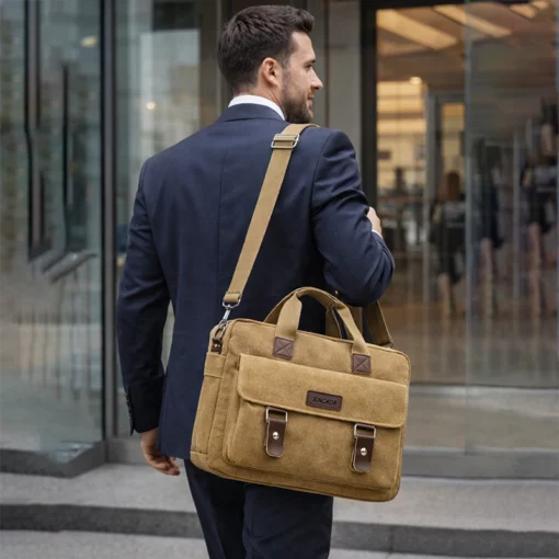 B1058 XINCADA Premium Canvas Office & Laptop Messenger Bag - RetailBD