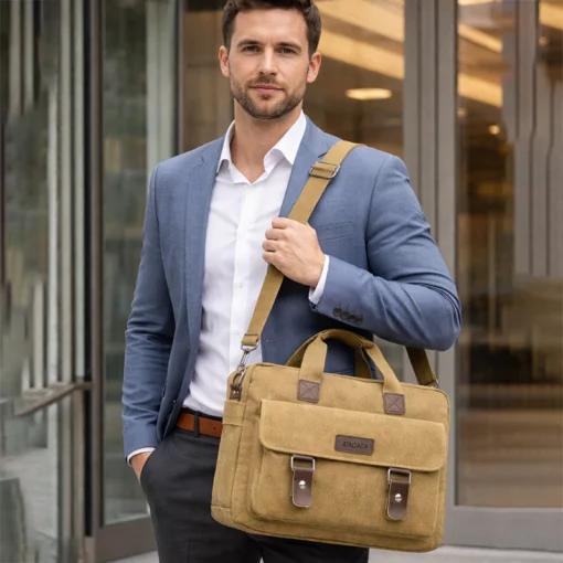 B1058 XINCADA Premium Canvas Office & Laptop Messenger Bag - RetailBD